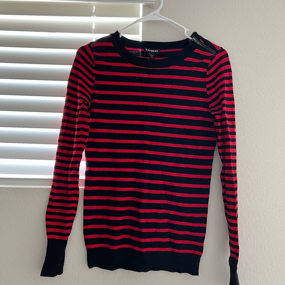 Express | Sweaters | Express Red Black Sweater | Poshmark